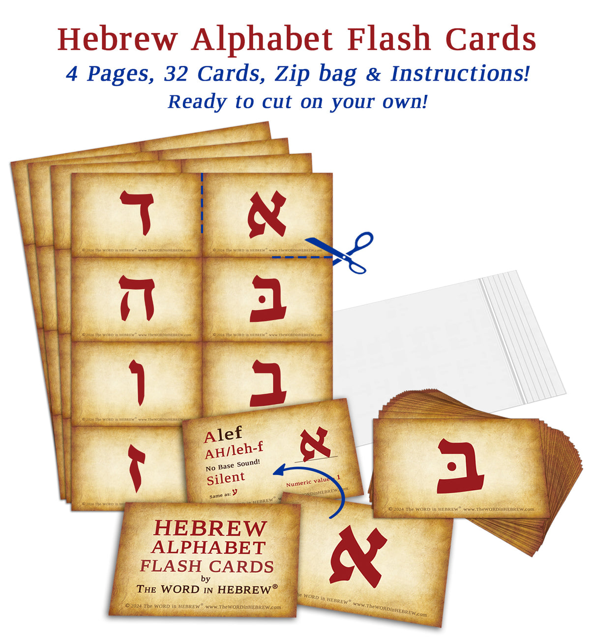 Hebrew Alphabet FLASH CARDS – The WORD in HEBREW